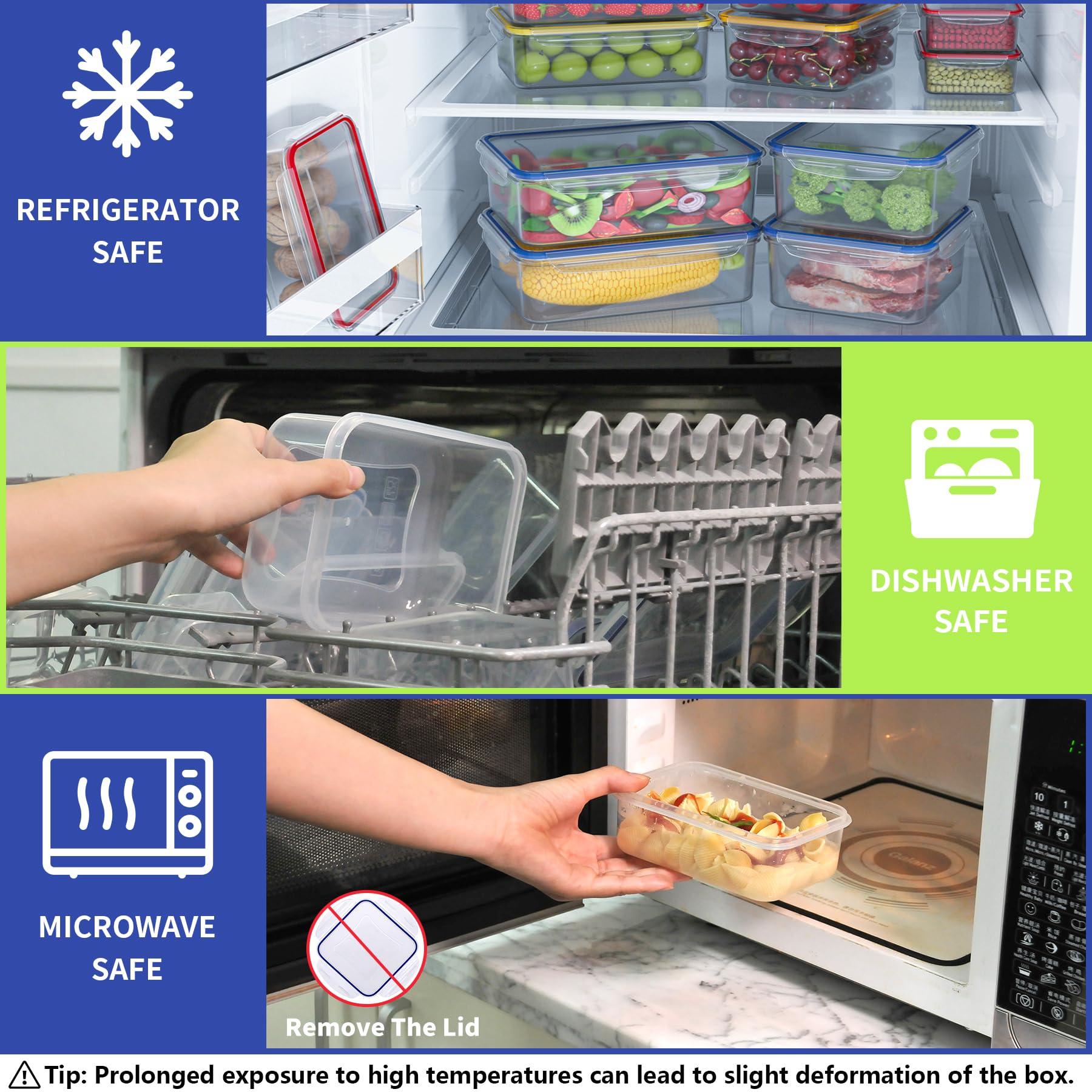 22 Pack Food Storage Containers with Lids, Reusable Plastic Meal Prep Containers, Microwave/Freezer/Dishwasher Safe Clear Airtight Containers
