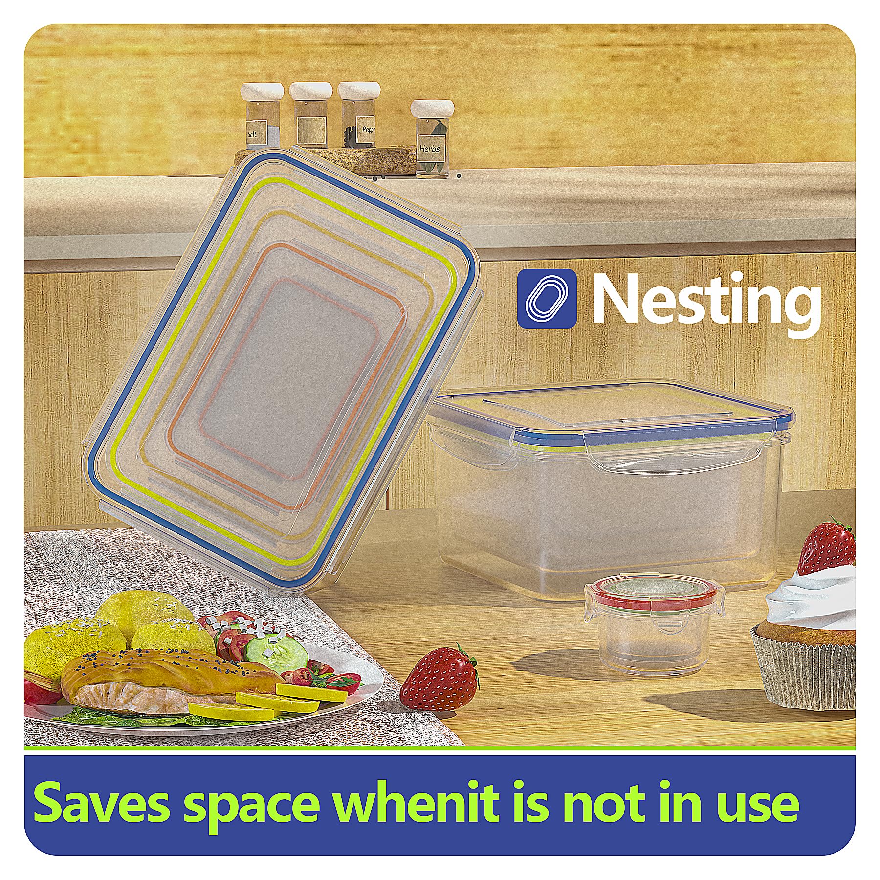 22 Pack Food Storage Containers with Lids, Reusable Plastic Meal Prep Containers, Microwave/Freezer/Dishwasher Safe Clear Airtight Containers