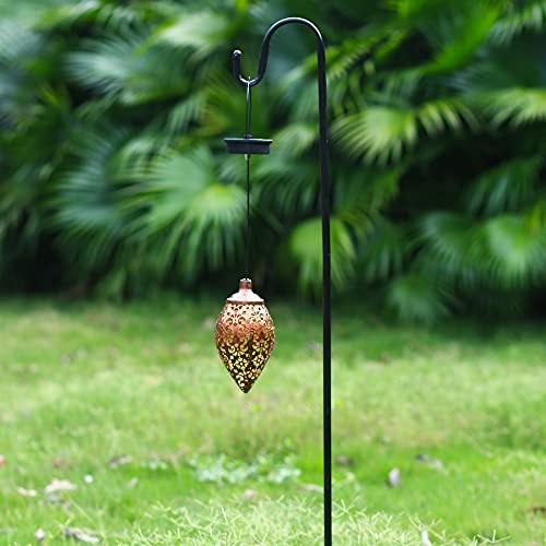 47 Inch Outdoor Shepherd Hook with 5 Prong Base(2 Packs),Adjustable Hanger for Outdoor,Garden Flower Planter,Bird Feeder,Plant Baskets (Black)