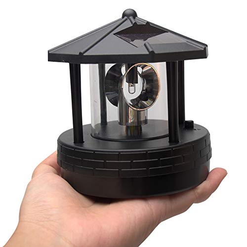 KOET Solar Lighthouse, LED Beacon Rotating Garden Lights, Outdoor Smoke Tower Lamp with 2 Solar Panels for Lawn Patio Yard Landscape Lighting Decorative