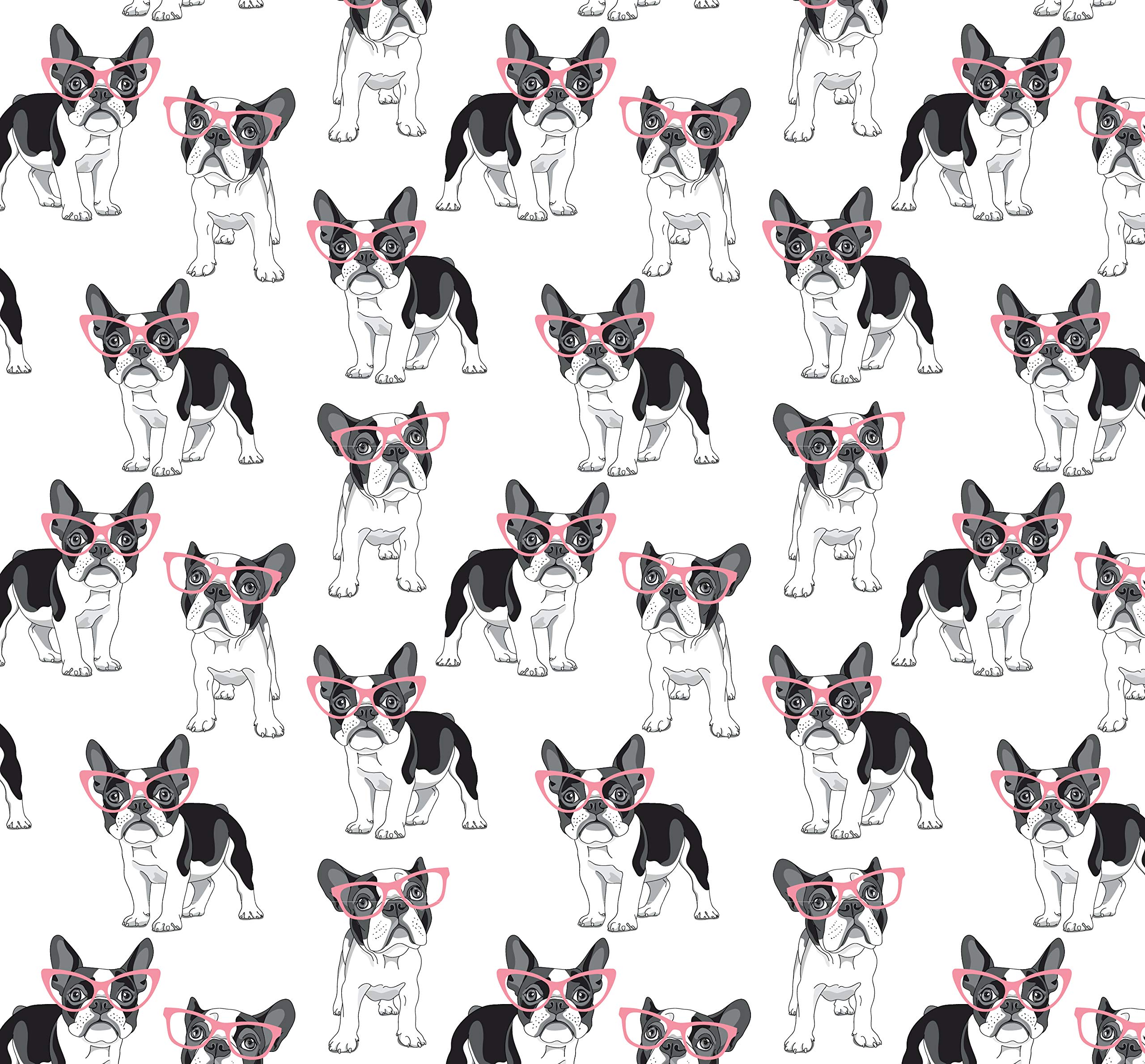 Stesha Party Frenchie Puppy Dog Gift Wrapping Paper - Folded Flat 30 x 20 Inch (3 Sheets)