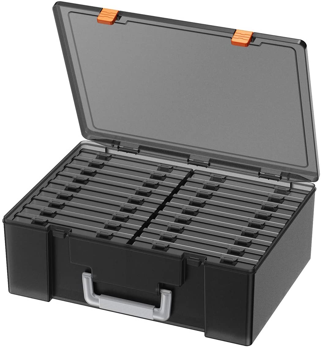 Photo Storage Box 4" x 6", Mathtoxyz 18 Inner Photo Cases and Large Photo Organizer Acid-Free Picture Storage Boxes, Craft Storage Box for Photo Stickers Stamps Seeds (Orange)