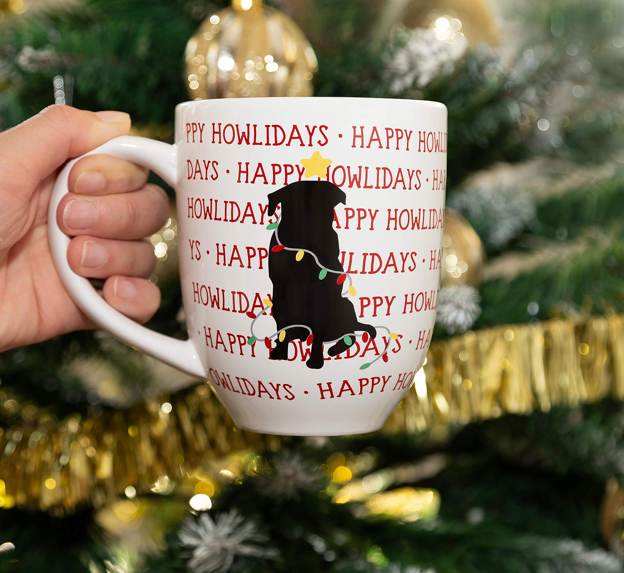 Pearhead Pet Happy Howlidays Dog Coffee Mug, Dog Owner, Holiday Stocking Stuffer