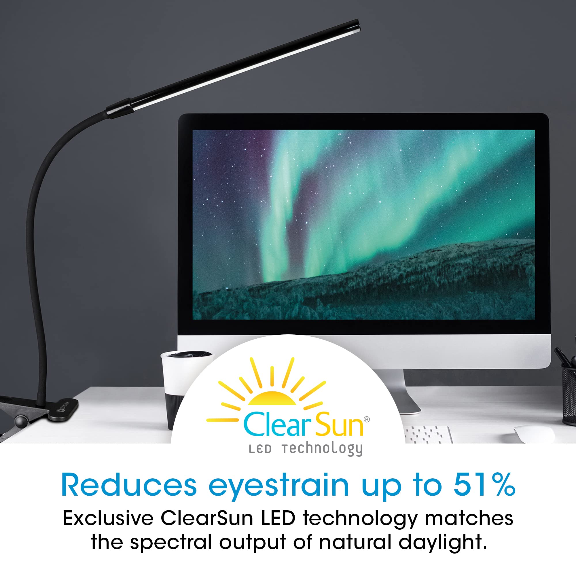 OttLite Easel Clip-On LED Easel Lamp with ClearSun LED Technology - Sturdy Clip Light with On/Off Switch Cord - Adjustable & Flexible Neck for Precise Lighting, Piano, Computer Desks, Shelves & Tables