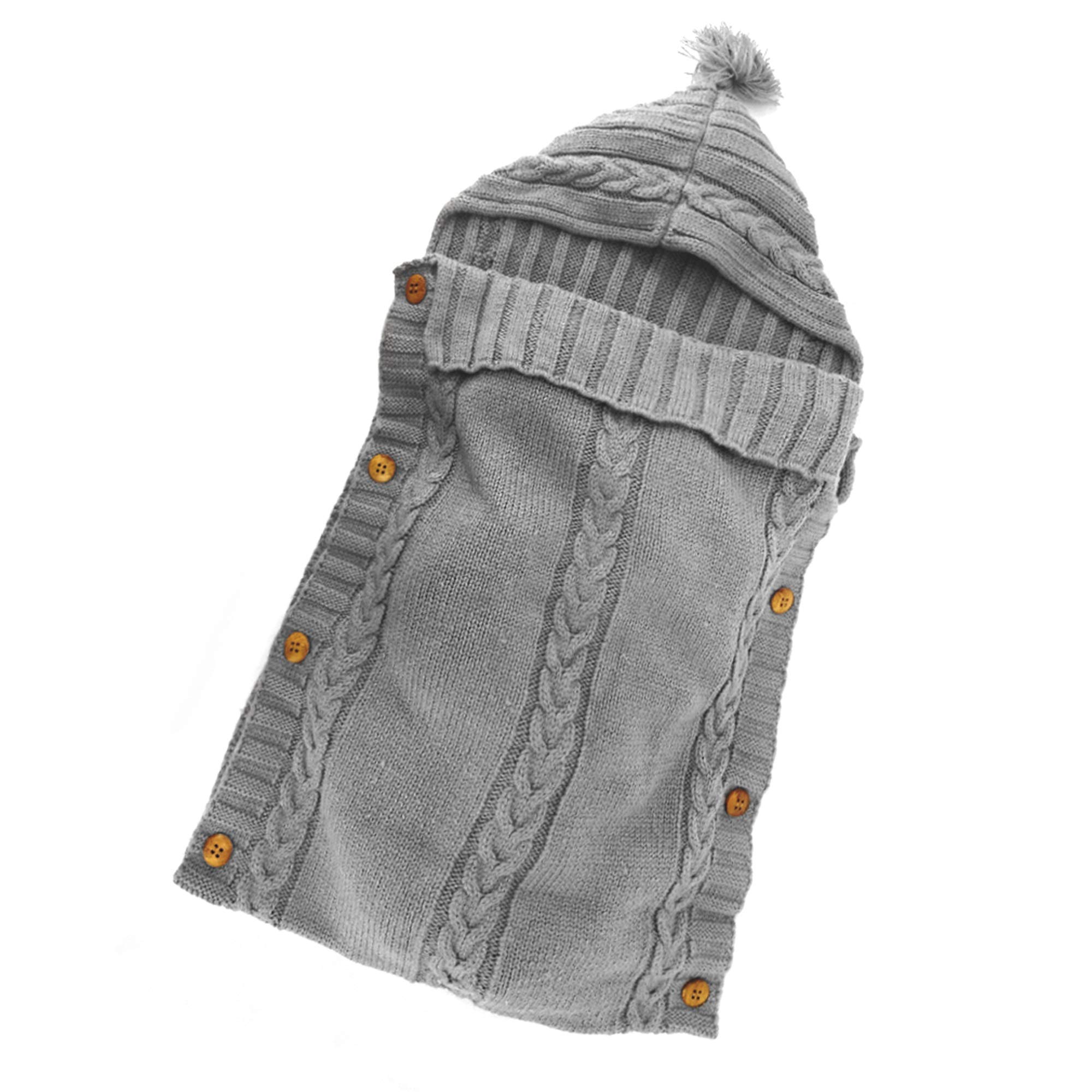 XMWEALTHY Newborn Baby Wrap Swaddle Blanket Knit Sleeping Bag Receiving Blankets Stroller Wrap for Baby(Dark Gray) (0-6 Month)