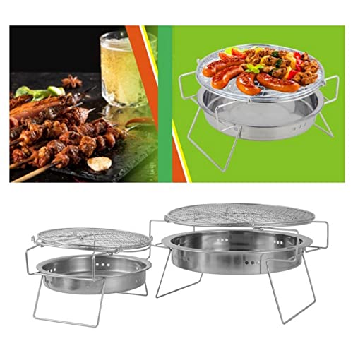 TAMYID Charcoal Grills, Outdoor BBQ Grill Charcoal Rack Grate Mini Round Grill Portable Camping Pot Baking Cooking Grill Barbecue Mesh Wood Coal Stove