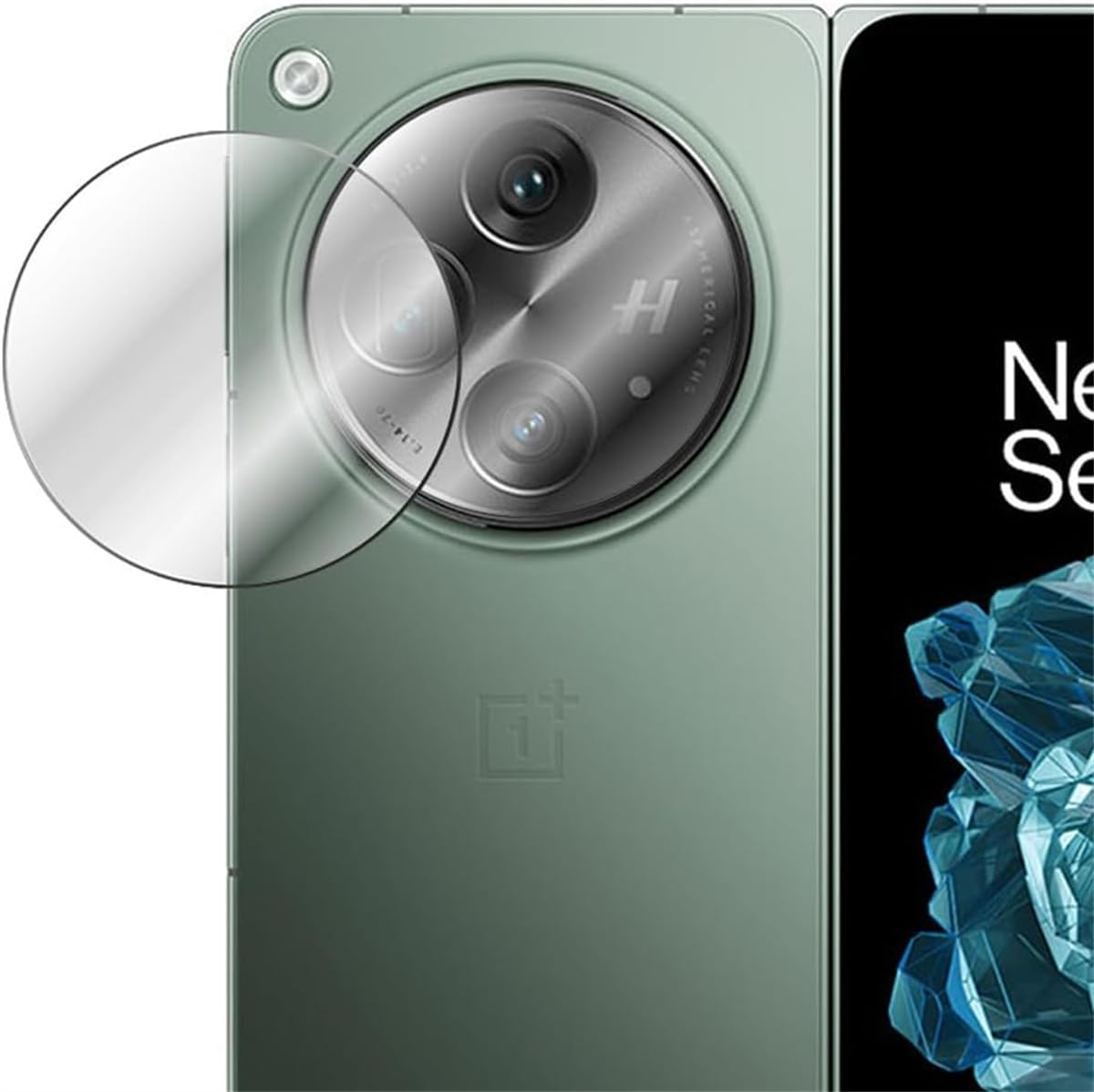 Yiushing For OnePlus Open Tempered Glass Front Screen Protector + Camera Lens Protector, 9H Hardness Anti-Scratch Tempered Glass Screen Protector Film (2+2 Pcs)