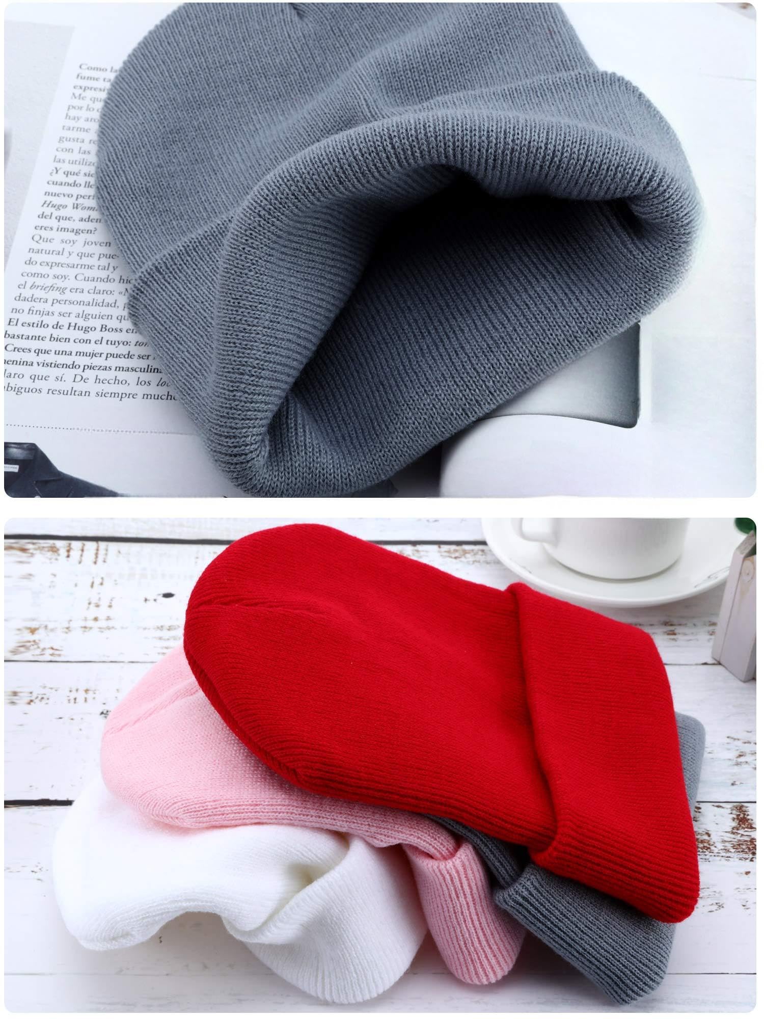 Zhanmai 12 Pieces Knit Hat Beanie Hats Warm Cozy Knitted Cuffed Skull Cap for Adults Kids (Multicolor)