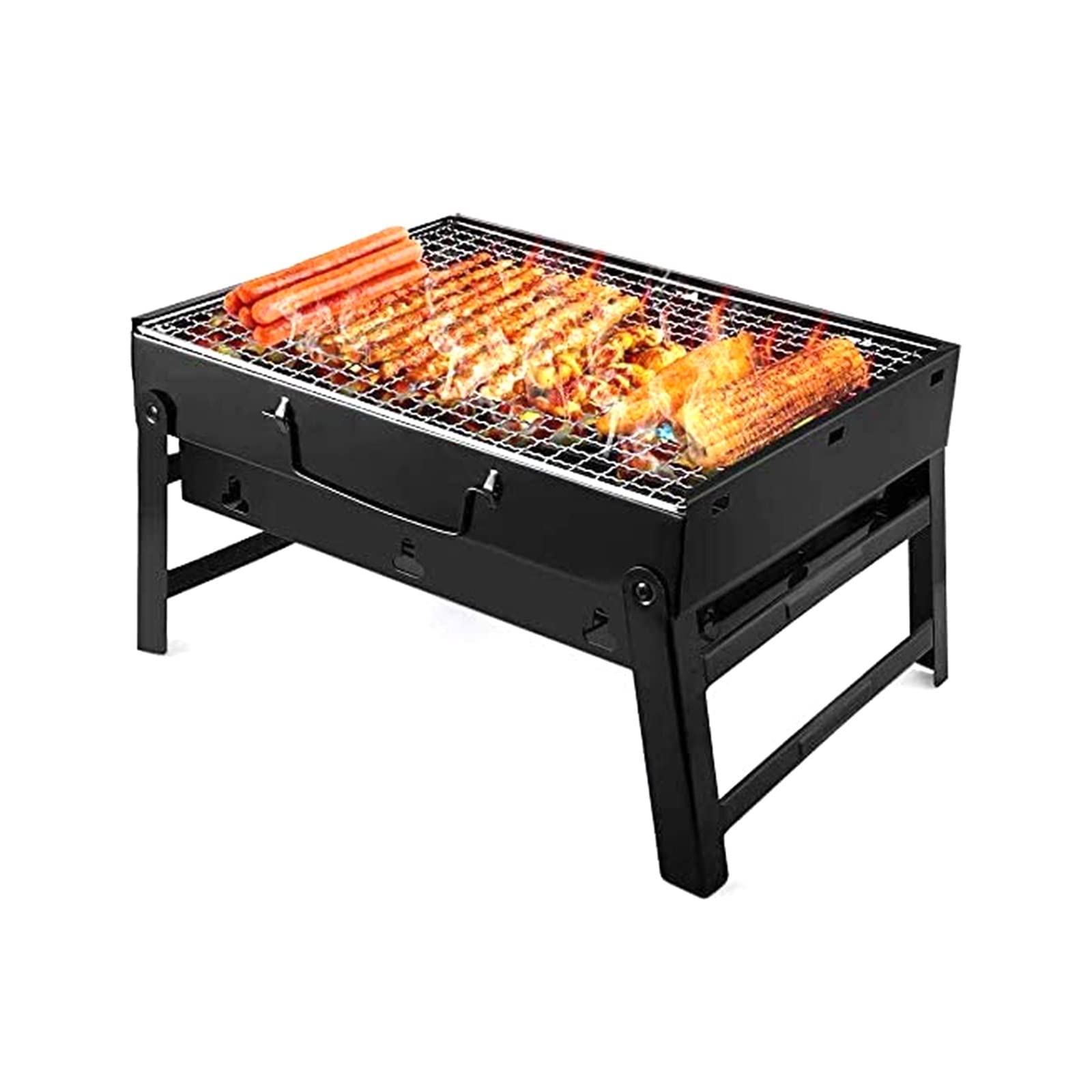 TAMYID Charcoal Grills, Folding Portable Barbecue Charcoal Grill Stainless Steel Small Mini BBQ Tool Kits For Outdoor Cooking Camping Picnics Beach