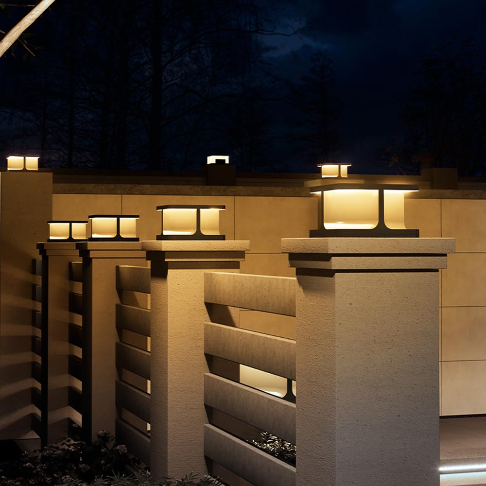 VELLOW Solar Post Lights European -Style Simplicity Outdoor Stigma Lamps 3000K Solar Power Led Exterior Column Lamp Waterproof Post Cap Light Decontorations Landscape Lighting for Patio Porch Railing