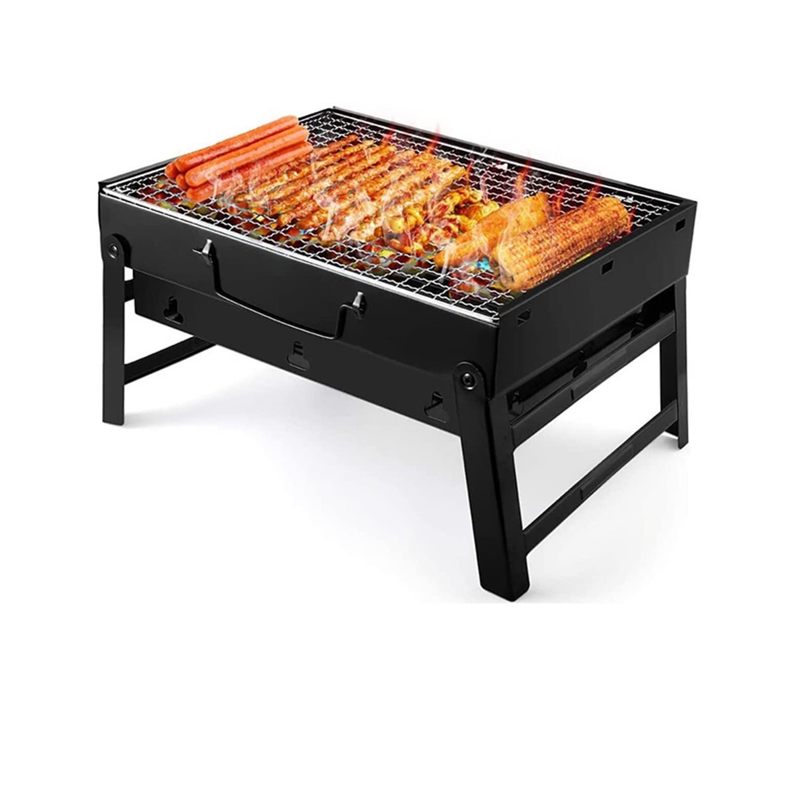 TAMYID Charcoal Grills, Folding Portable Barbecue Charcoal Grill Stainless Steel Small Mini BBQ Tool Kits For Outdoor Cooking Camping Picnics Beach