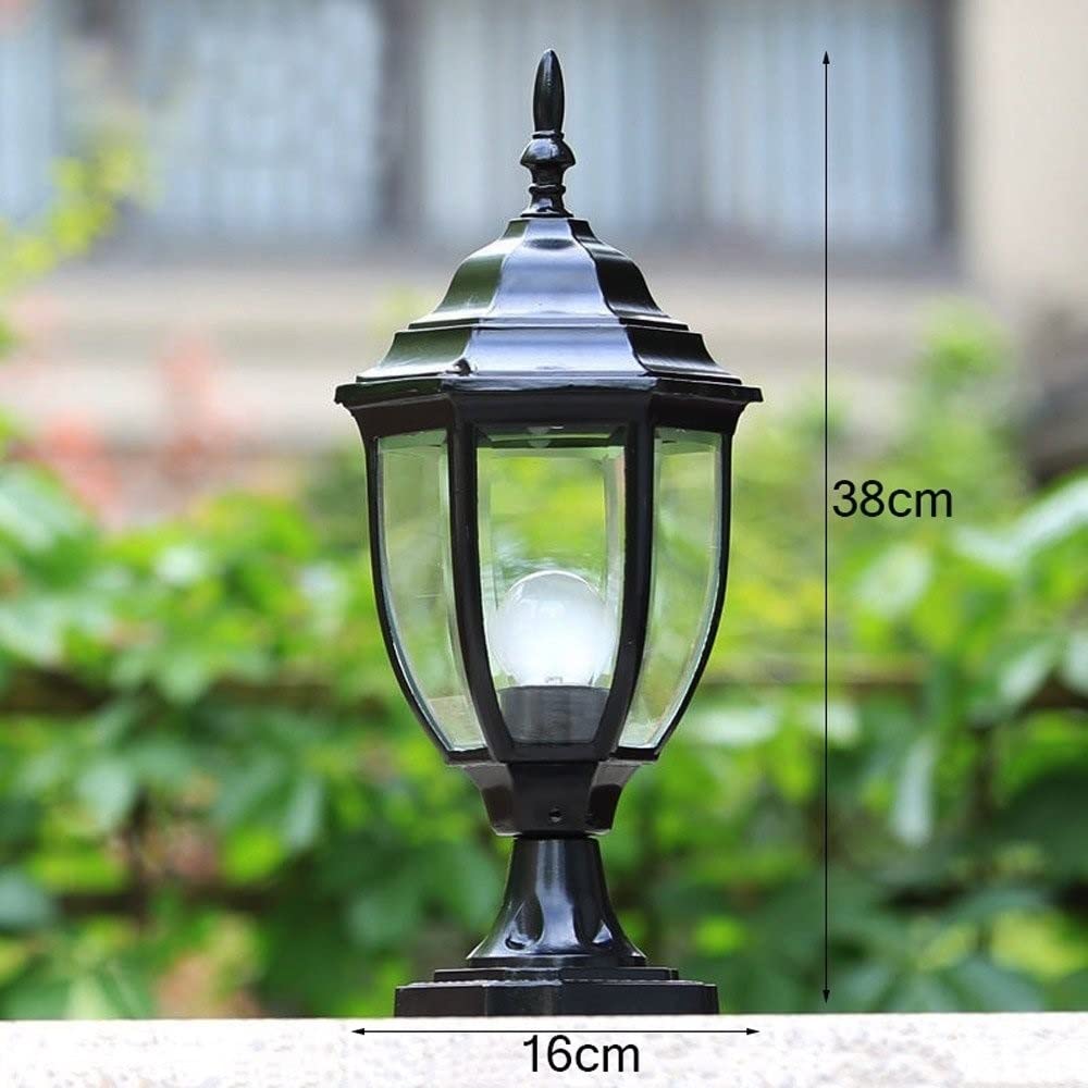 MODEBHD 38cm Antique Traditional Victoria Globe Glass E27 Garden Column Lamp European Retro Outdoor Waterproof Aluminum Post Light Courtyard Path Door Landscape Decorative Pillar Lights