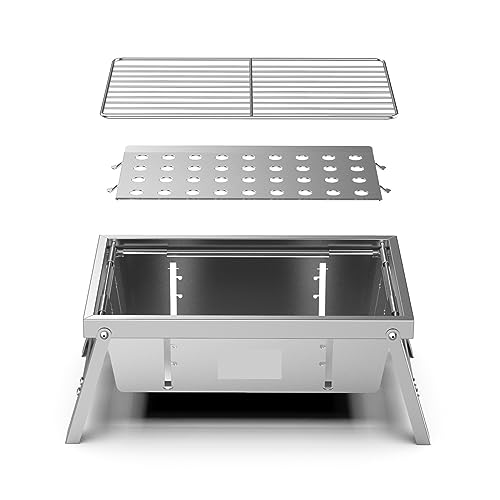TAMYID Charcoal Grills, Camping Grill Stove Portable Outdoor Charcoal Household Folding BBQ Wood Stove Picnic Detachable
