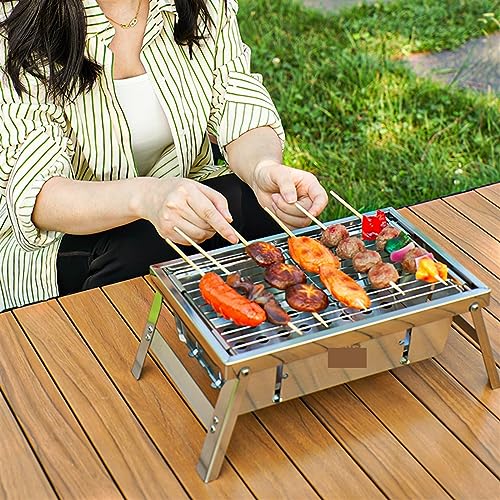 TAMYID Charcoal Grills, Camping Grill Stove Portable Outdoor Charcoal Household Folding BBQ Wood Stove Picnic Detachable