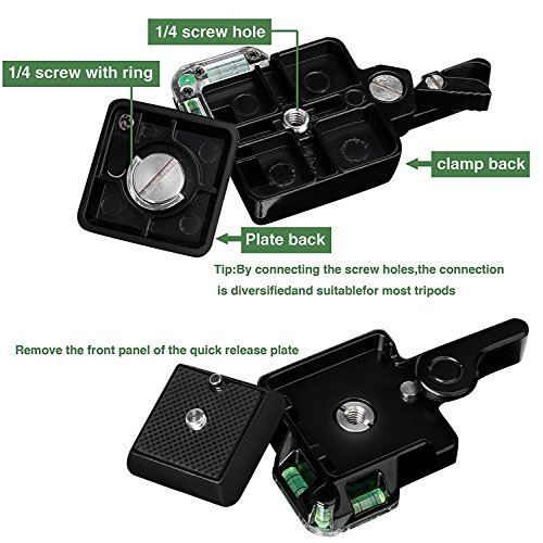 Konsait Camera Camcorder Tripod Monopod Ball Head QR-40 Quick Release Plate Clamp Adapter with Plate Double Insurance Button for DSLR Camera Tripod Ball Head