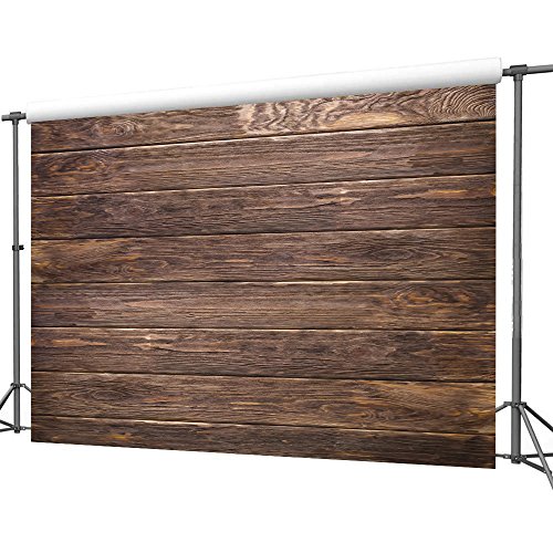 LYWYGG 7x5ft Thin Vinyl Brown Wood Backdrop Photographers Retro Wood Wall Background Cloth Seamless CP-19