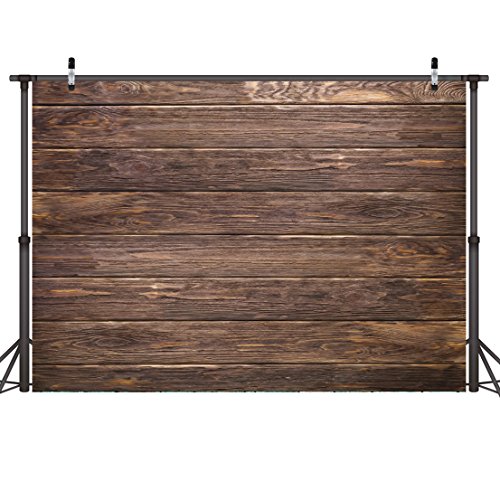LYWYGG 7x5ft Thin Vinyl Brown Wood Backdrop Photographers Retro Wood Wall Background Cloth Seamless CP-19