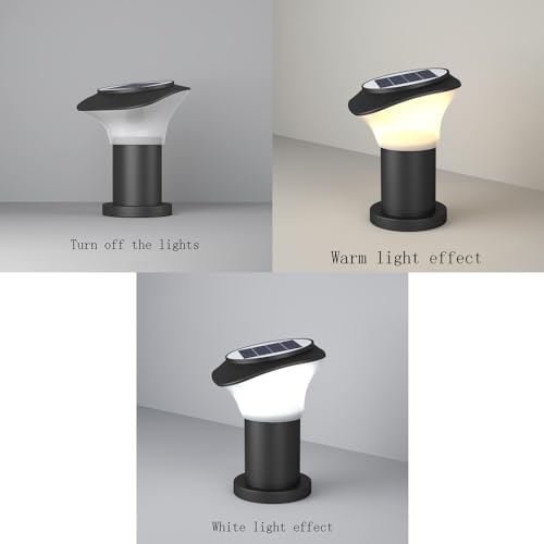 VELLOW Outdoor Courtyard Solar Post Lights Modern Creative Solar Home Villa Decoration Column Light LED Waterproof Warm White Post Lamp Decorations Landscape Lighting for Patio Porch Railing