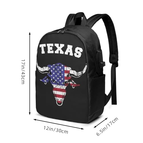 VNCXCNCN I Love TEXAS Laptop Backpack Classic Backpack Music Elements Travel Backpack Sports Backpack With USB port