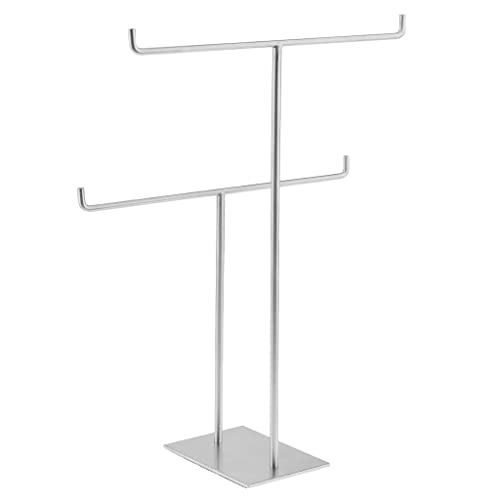 MFCHY Stainless Steel Scarf Display Stand Holder Bath Hand Towel Rack Organizer Double Bar Rails