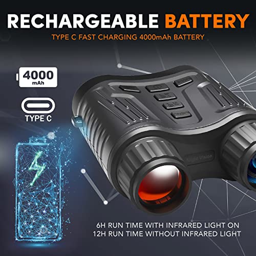 GTHUNDER Night Vision Binoculars - 4K Rechargeable Infrared Digital Night Vision Goggles with Distant Night Visible Range - 32GB TF Card for Media Storage—Perfect for Adventure and Surveillance