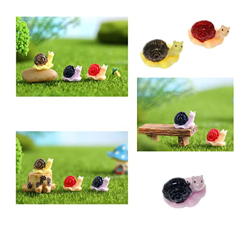 RLECS 12pcs Mini Snail Figurines Fairy Garden Snail Miniature Figurines Moss Landscape DIY Resin Craft Ornament Snail 3 Colors 4 Each