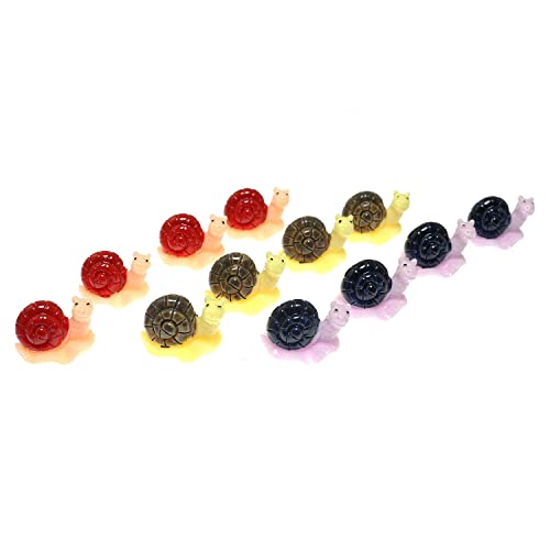 RLECS 12pcs Mini Snail Figurines Fairy Garden Snail Miniature Figurines Moss Landscape DIY Resin Craft Ornament Snail 3 Colors 4 Each