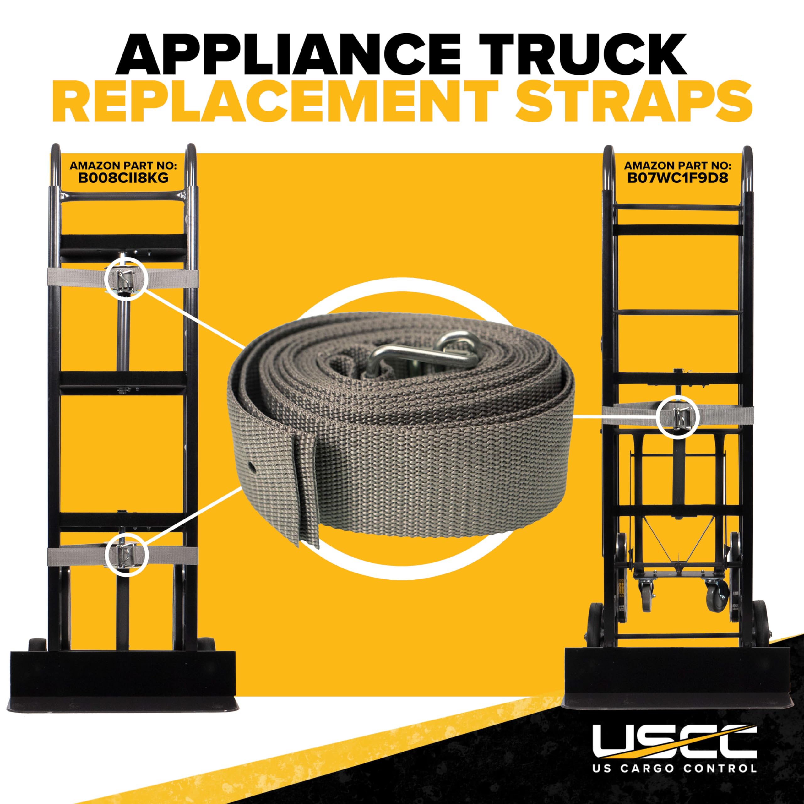 US Cargo Control Appliance Truck Replacement Strap - for Use with US Cargo Control Steel Appliance Track with Single or Double Auto Recoil
