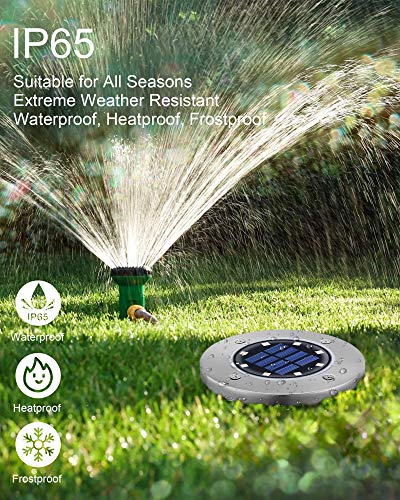 UFOND 12 Pack Solar Ground Lights,Outdoor Waterproof LED Solar Garden Lights, Disk Lights for Lawn Pathway Yard Walkway Driveway Patio Deck, Solar Lights (Cold White)