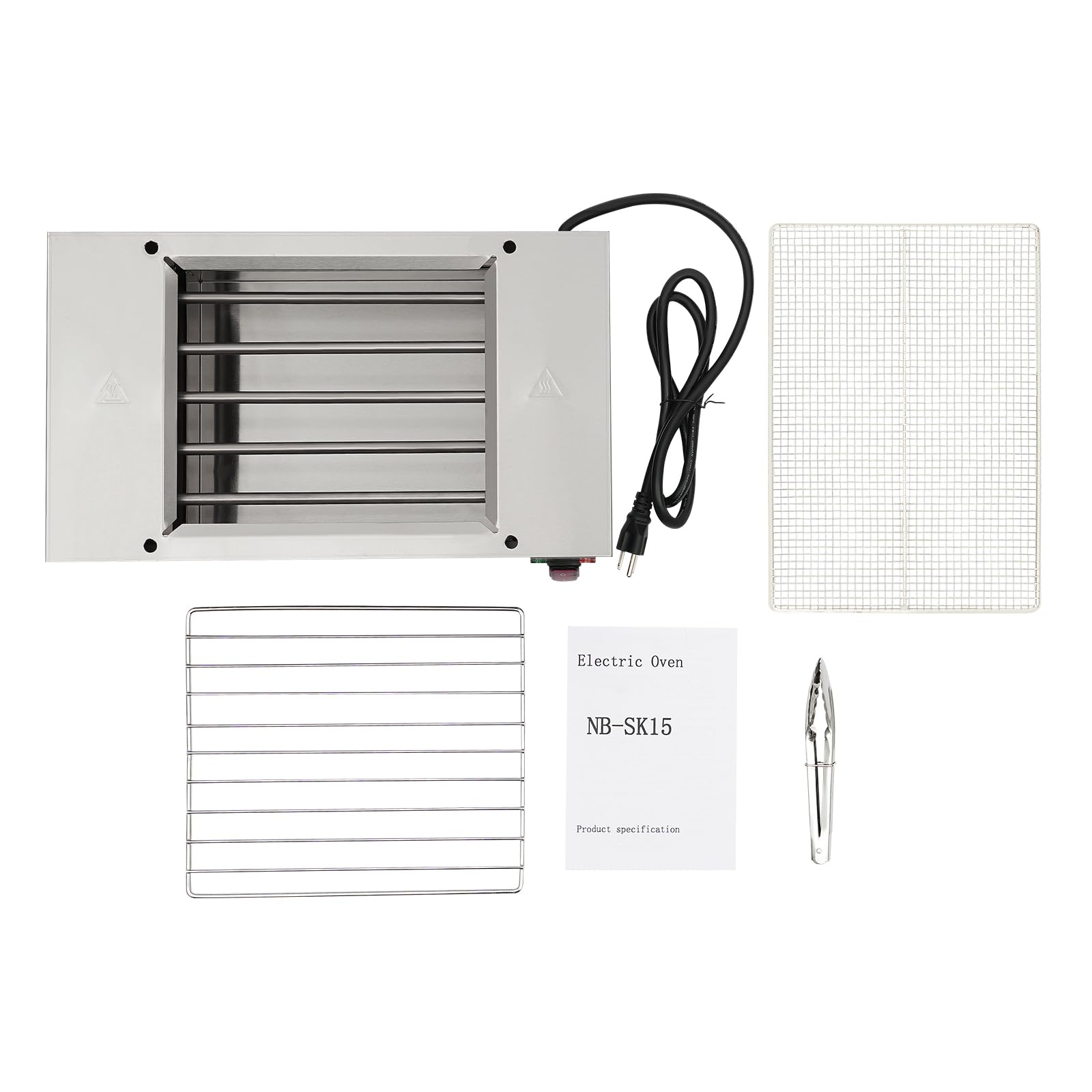 Barbecue Electric Grill, Commercial and Family Use Griddle with Detachable Grill Mesh, BBQ Grill for Grilled Cheese, Hot Dogs, Corn, Fish, Steak, 1500W, 110V