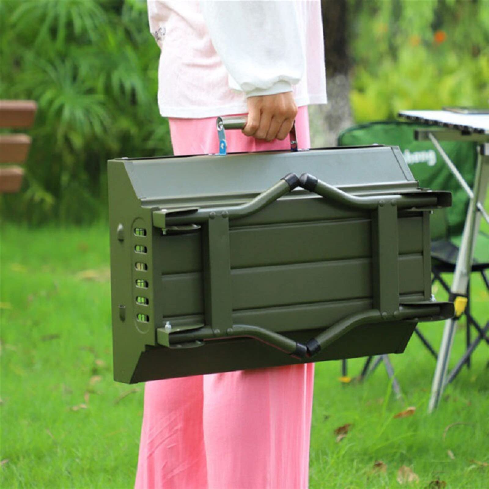 TAMYID Charcoal Grills, Collapsible Portable Grill Camping Outdoor Portable Charcoal BBQ Grill Cooking Utensils Party Cooking Tools Portable Grill