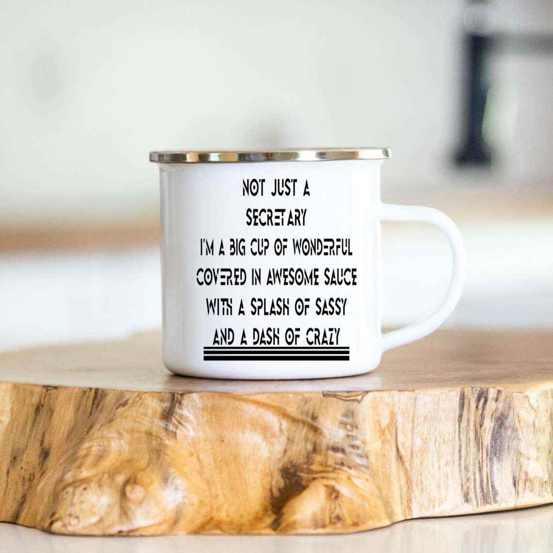 Inspirational Gift Secretaries Appreciation Gift, for Administrative Professionals Day - Big with Humor and Sauce, 12 Oz White Stainless Steel Camping Mug