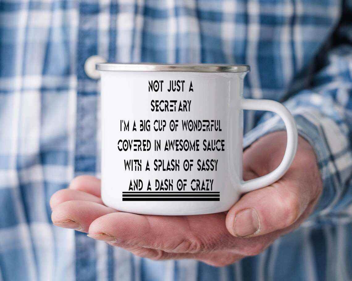 Inspirational Gift Secretaries Appreciation Gift, for Administrative Professionals Day - Big with Humor and Sauce, 12 Oz White Stainless Steel Camping Mug