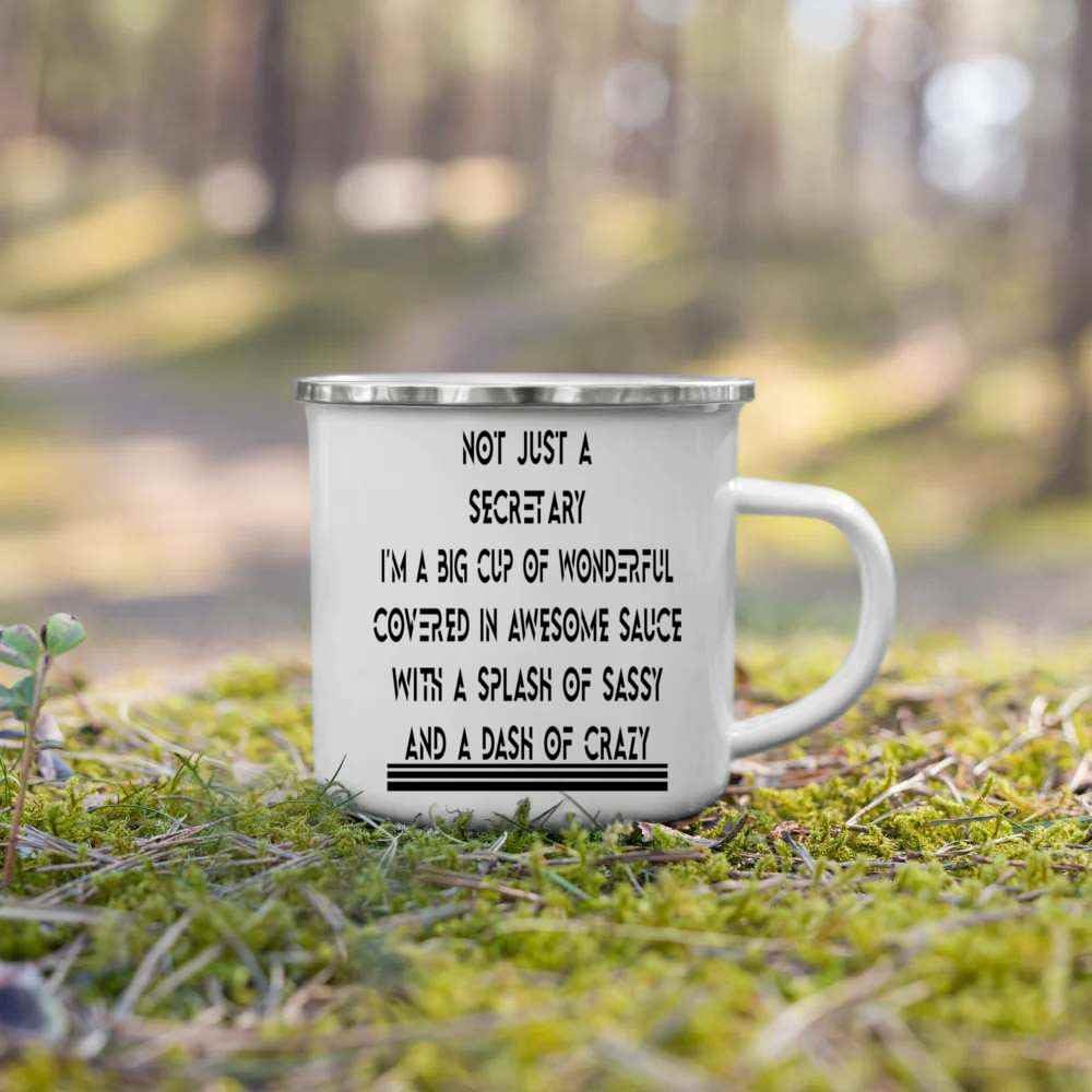 Inspirational Gift Secretaries Appreciation Gift, for Administrative Professionals Day - Big with Humor and Sauce, 12 Oz White Stainless Steel Camping Mug