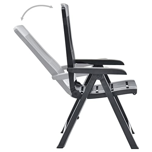 vidaXL 2X Patio Reclining Chair Garden Outdoor Balcony Terrace Lounge Dining Dinner Folding Foldable Seating Bistro Chairs Plastic Anthracite