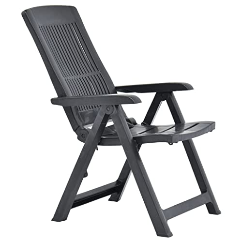 vidaXL 2X Patio Reclining Chair Garden Outdoor Balcony Terrace Lounge Dining Dinner Folding Foldable Seating Bistro Chairs Plastic Anthracite