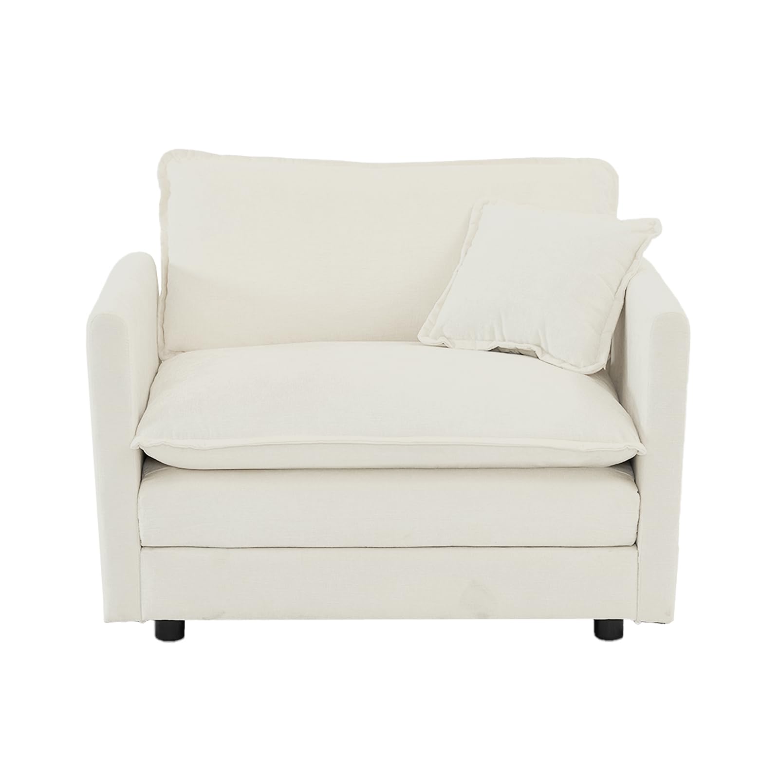 KIVENJAJA Chenille Single Sofa Chair, 41.4”W Oversized Accent Chairs, Modern Upholstered Deep Seat Comfy Armchair with Pillow for Living Room Bedroom Office Apartment, Beige