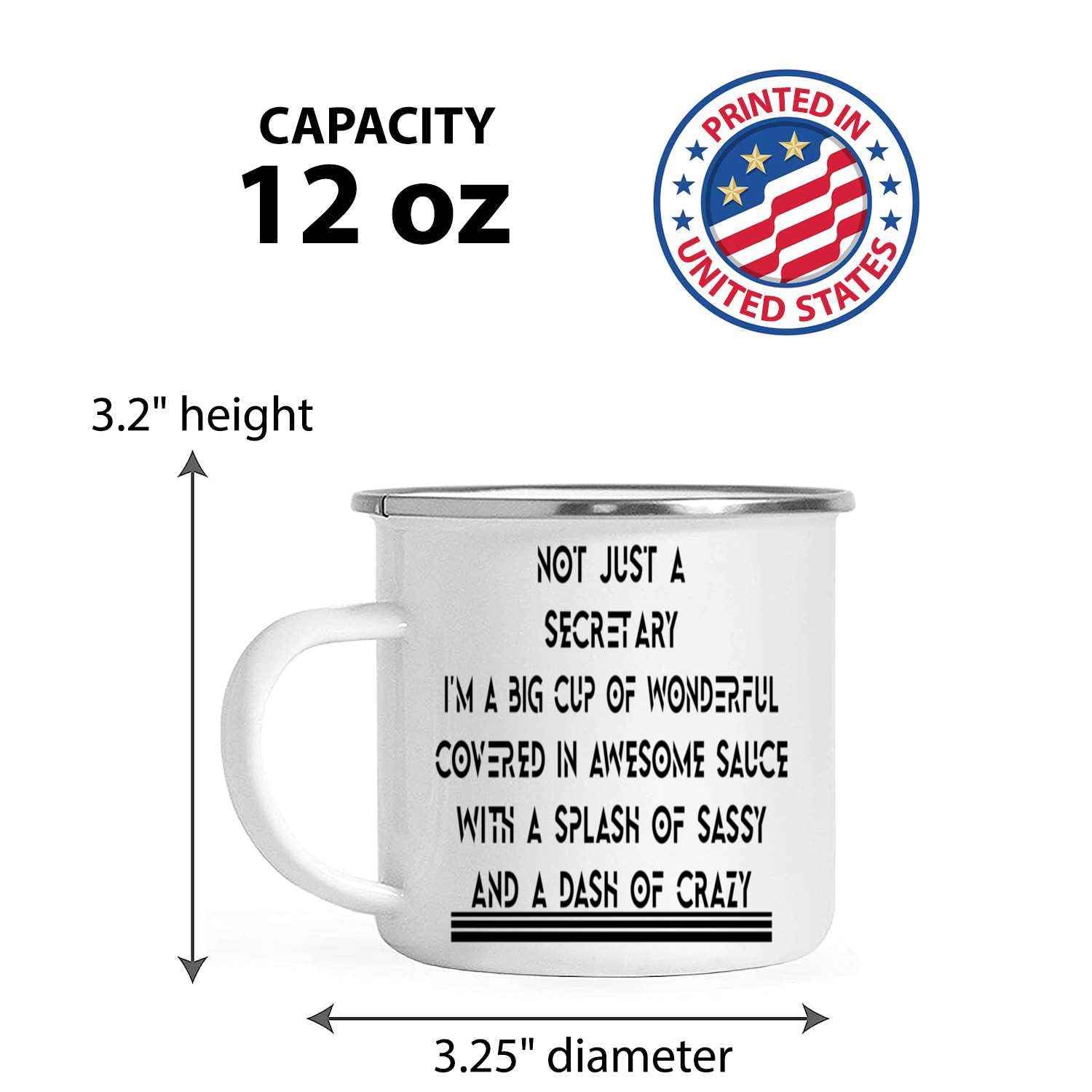Inspirational Gift Secretaries Appreciation Gift, for Administrative Professionals Day - Big with Humor and Sauce, 12 Oz White Stainless Steel Camping Mug
