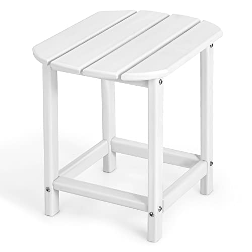 Giantex Side Table Outdoor Small Patio Table 18β Adirondack Table, Weather Resistant, Outside Square Tea Table for Patio, Backyard, Poolside, Garden, Balcony Outdoor Beside End Tables (1, White)