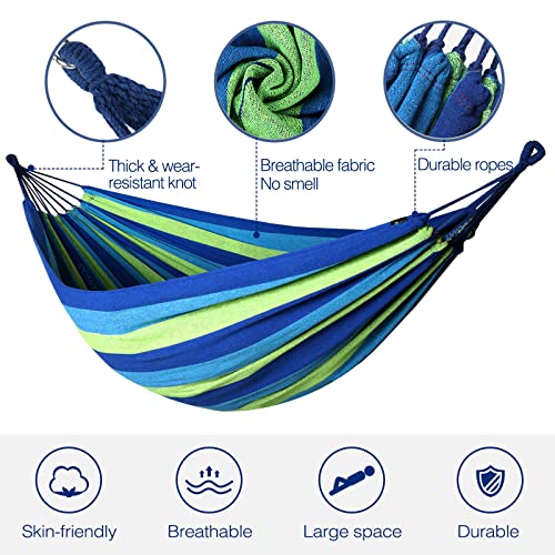 Anyoo Garden Cotton Hammock Comfortable Fabric Hammock with Tree Straps for Hanging Durable Hammock Up to 450lbs Portable Hammock with Travel Bag,Perfect for Camping Outdoor/Indoor Patio Backyard