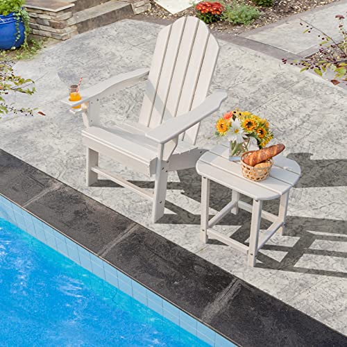 Giantex Side Table Outdoor Small Patio Table 18” Adirondack Table, Weather Resistant, Outside Square Tea Table for Patio, Backyard, Poolside, Garden, Balcony Outdoor Beside End Tables (1, White)