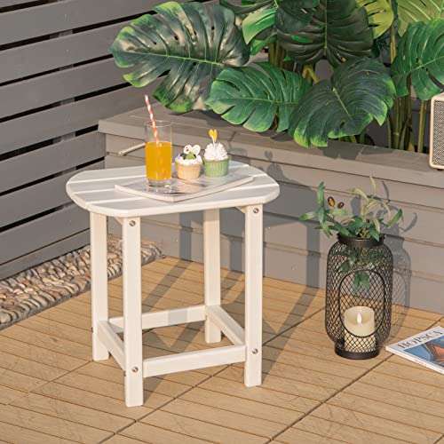 Giantex Side Table Outdoor Small Patio Table 18” Adirondack Table, Weather Resistant, Outside Square Tea Table for Patio, Backyard, Poolside, Garden, Balcony Outdoor Beside End Tables (1, White)