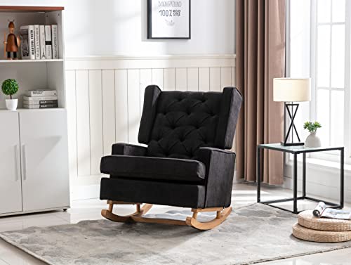 Tidyard Living Room Comfortable Rocking Chair Accent Chair，Black for Living Room, Bedroom, Balcony, Home Furniture