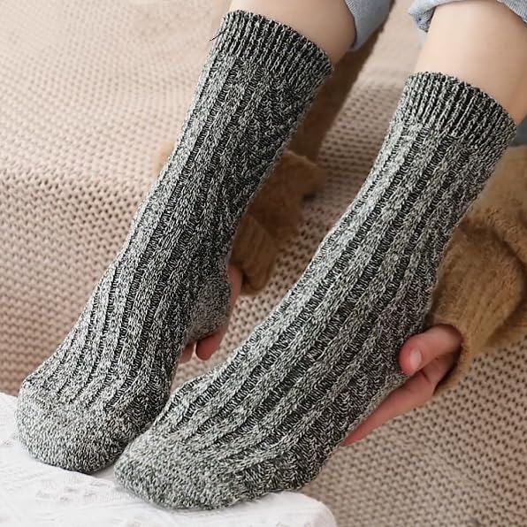 Pack of 5 Womens Winter Socks Warm Thick Knit Wool Soft Vintage Casual Crew Socks Gifts,A-Navy/Dark grey/Brown/Green/Light grey