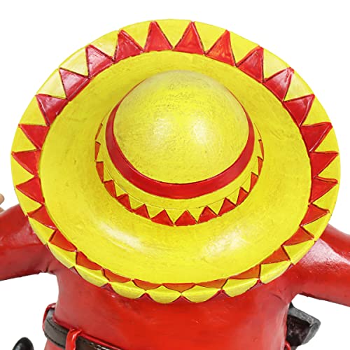 Exhart 2-Can Sombrero Gnome Statue, Durable Resin, Hand Painted Indoor Outdoor Décor, 9.5"x6"x8.5"