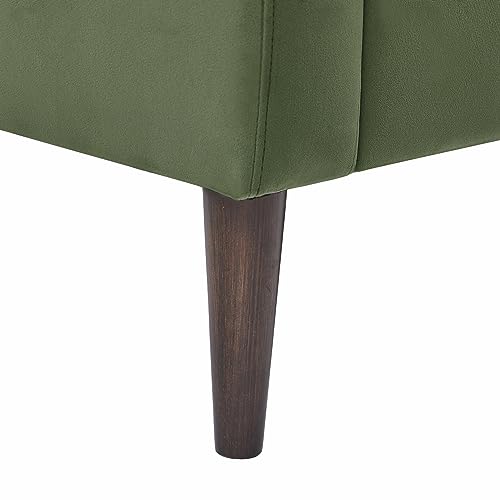 Tidyard Mid Century Modern Chesterfield Sofa Couch, Comfortable Upholstered Sofa with Velvet Fabric and Wooden Frame and Wood Legs for Living Room/Bed Room/Office Green -3 Seats