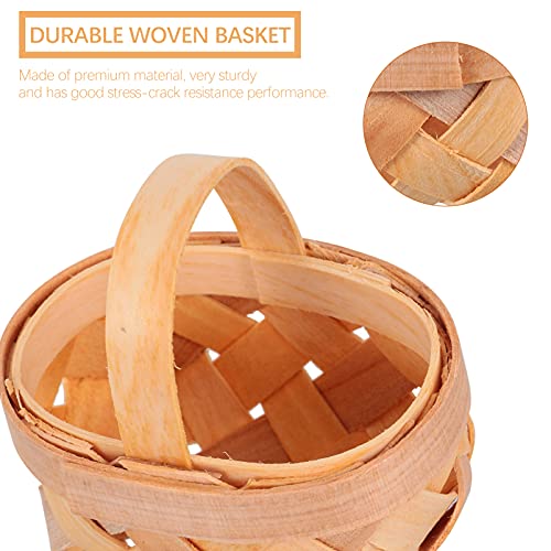 YARNOW 12pcs Miniature Picnic Baskets with Handles Small Wood Chip Baskets Dollhouse Tiny Woven Basket Mini Party Favor Basket for Fairy Garden Crafts Decor