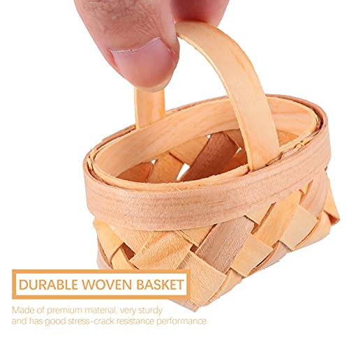 YARNOW 12pcs Miniature Picnic Baskets with Handles Small Wood Chip Baskets Dollhouse Tiny Woven Basket Mini Party Favor Basket for Fairy Garden Crafts Decor
