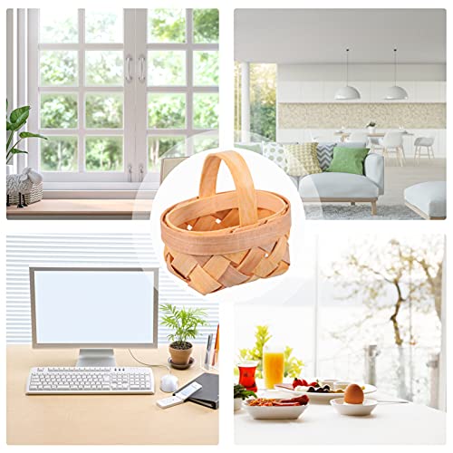 YARNOW 12pcs Miniature Picnic Baskets with Handles Small Wood Chip Baskets Dollhouse Tiny Woven Basket Mini Party Favor Basket for Fairy Garden Crafts Decor