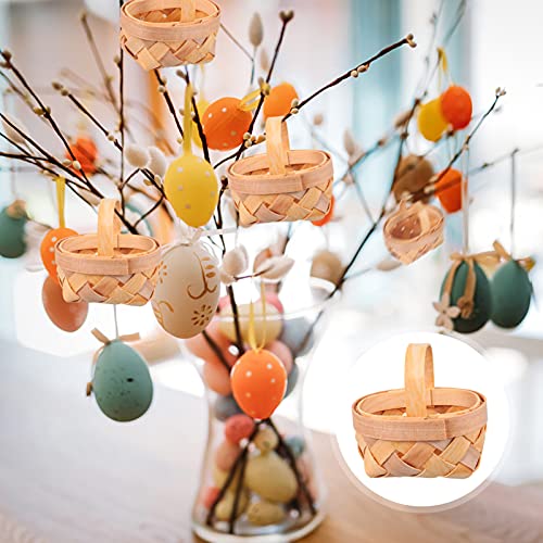 YARNOW 12pcs Miniature Picnic Baskets with Handles Small Wood Chip Baskets Dollhouse Tiny Woven Basket Mini Party Favor Basket for Fairy Garden Crafts Decor